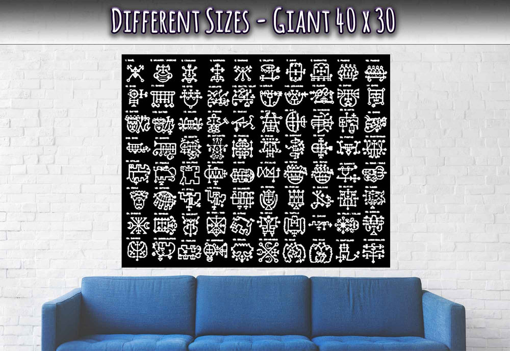 Goetia Sigils Poster, White on Black, Goetia Demons Poster - Goetia Sy