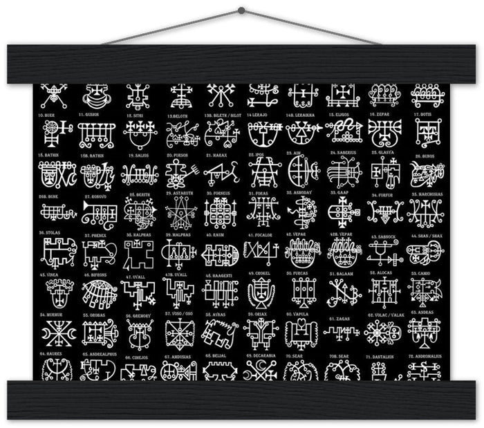 Goetia Sigils Poster, White on Black, Goetia Demons Poster - Goetia Sy