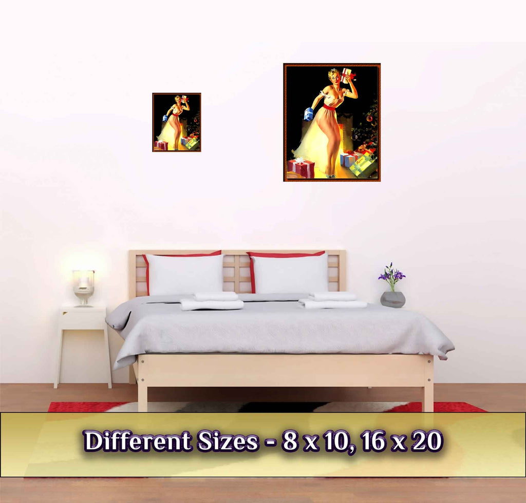Pin Up Girl Poster, Xmas Presents, Gil Elvgren- Vintage Art - Retro Pi