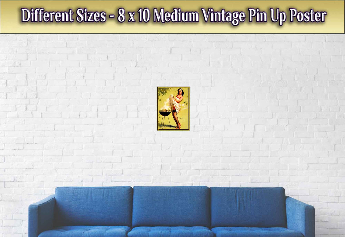 Vintage Pin Up Girl Poster, Barbeque Fanning Smoke - Gil Elvgren - Vin